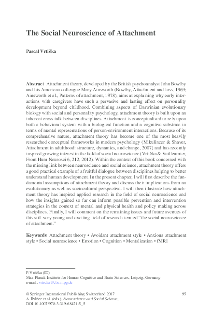 Pdf The Social Neuroscience Of Attachment