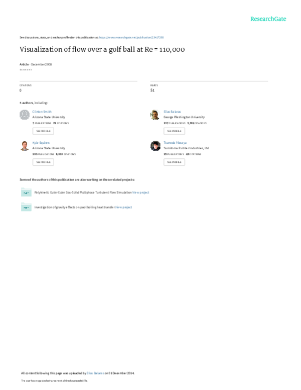 (PDF) Visualization of ow over a golf ball at Re = 110,000