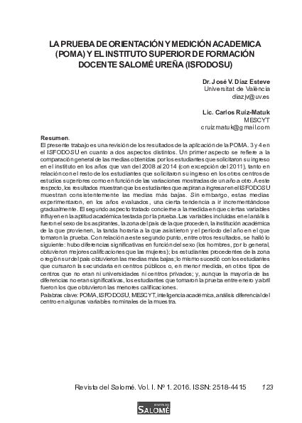 (PDF) La prueba de orientación y medición academica (POMA) y el ...