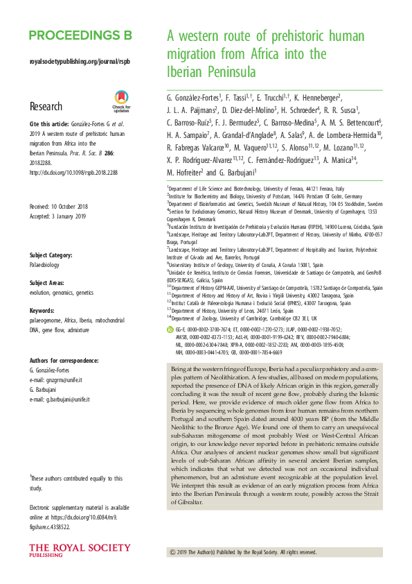 (PDF) A western route of prehistoric human migration from Africa into ...