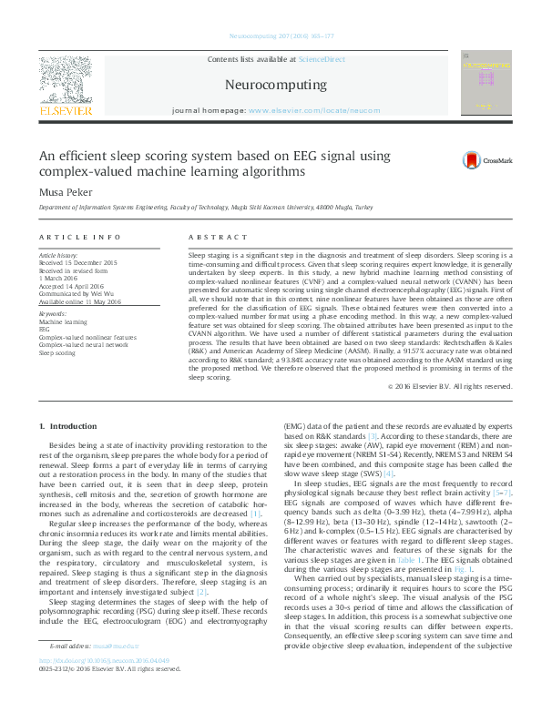 Pdf An Efficient Sleep Scoring System Based On Eeg Signal Using