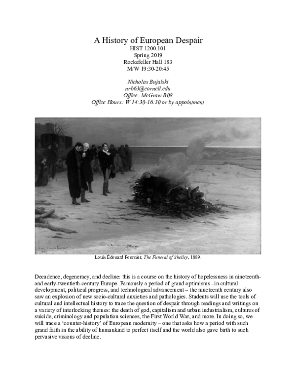 (PDF) A History of European Despair - Syllabus (Spring 2019)