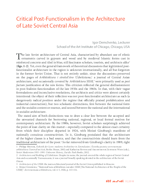(PDF) National Forms of Soviet Post-Functionalism: Architectural ...