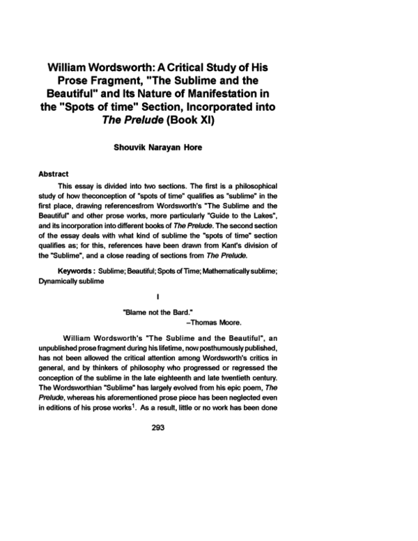 (PDF) William Wordsworth's 'The Sublime and the Beautiful' and its ...