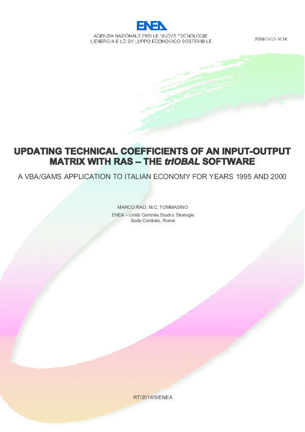 Pdf Updating Technical Coefficients Of An Input Output Matrix With Ras The Triobal Software