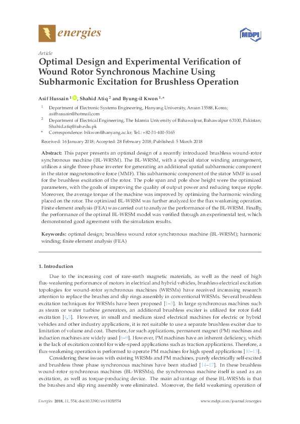 (PDF) A new brushless wound rotor synchronous machine using special ...