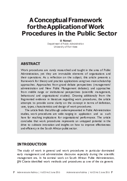 (PDF) A Conceptual Framework for the Application of Work Procedures in ...