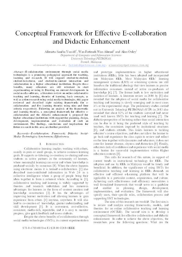 (PDF) Conceptual Framework for Effective E-collaboration and Didactic ...