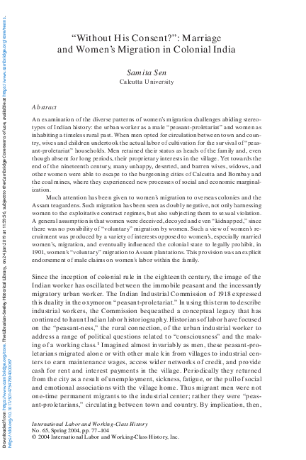 (PDF) Questions of consent: women's recruitment for Assam tea gardens ...