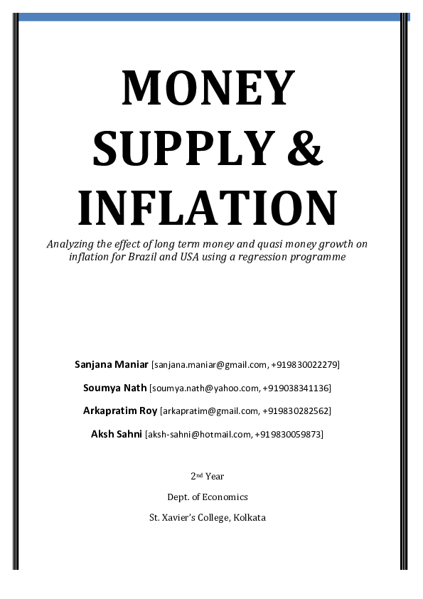 (PDF) Money Supply & Inflation