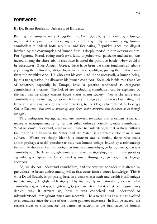 (PDF) Foreword to David Soulsby's "Human Cannibalism" | Bruno Boulestin ...