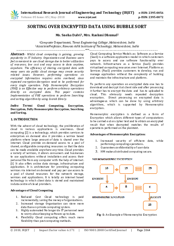 (PDF) IRJET-Sorting Over Encrypted Data using Bubble Sort