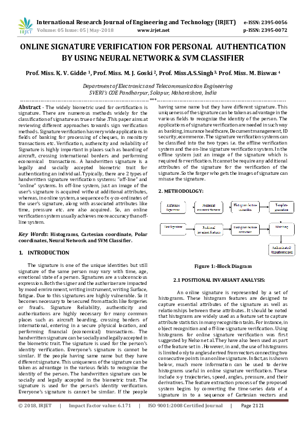 (PDF) IRJET-Online Signature Verification for Personal Authentication by using Neural Network ...