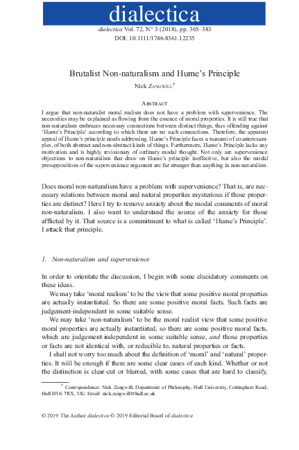 (PDF) Brutalist Non-Naturalism and Hume's Principle