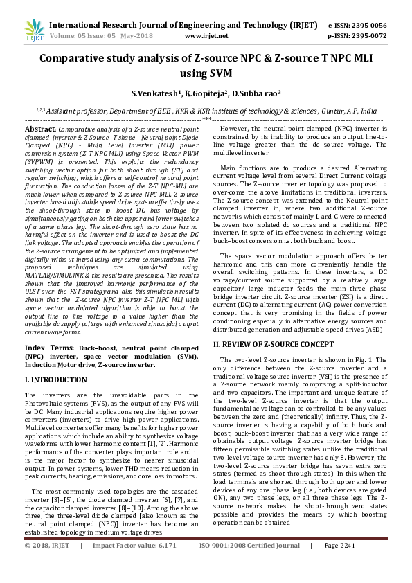 (PDF) IRJET- Comparative Study Analysis of Z-Source NPC & Z-Source T ...