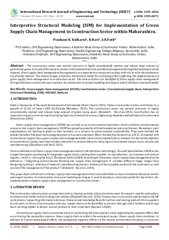 (PDF) IRJET- Interpretive Structural Modeling (ISM) for Implementation of Green Supply Chain ...