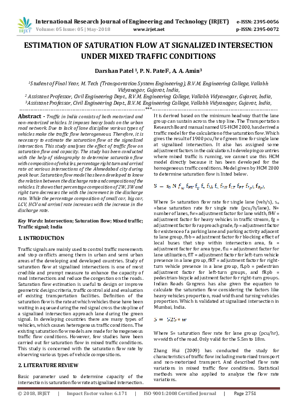 Pdf Estimating Saturation Flow In Mixed Traffic
