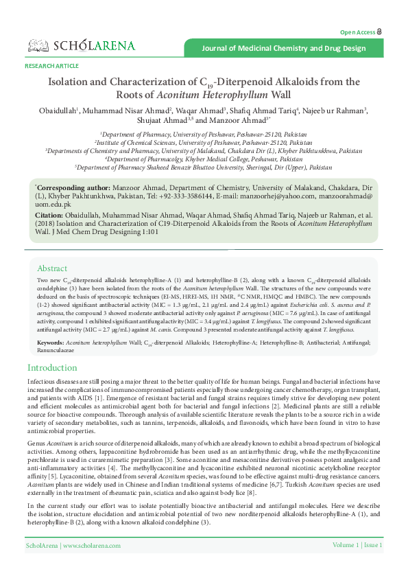 (PDF) Isolation-and-Characterization-of-C19-Diterpenoid-Alkaloids-from ...