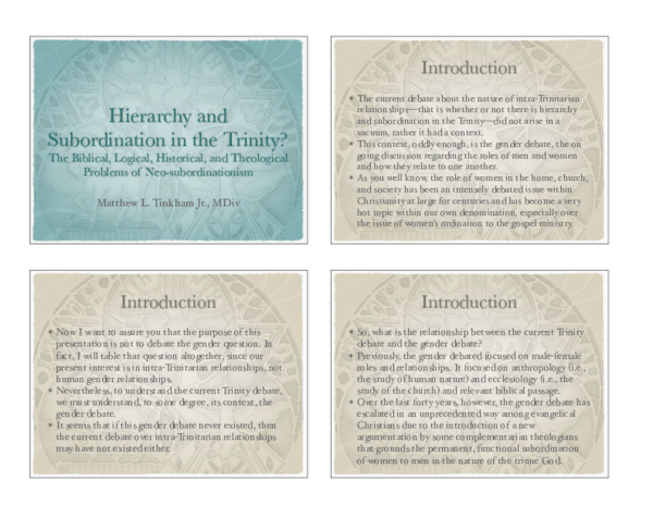 (PDF) Hierarchy and Subordination in the Trinity? The Biblical, Logical ...