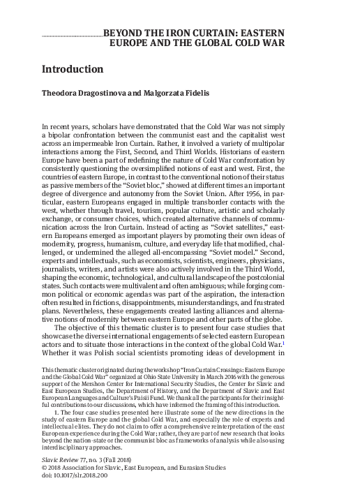 (PDF) "Introduction. Beyond the Iron Curtain: Eastern Europe and the ...