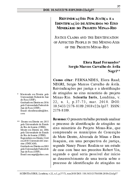 (PDF) Reivindicações por justiça e a identificação de atingidos no eixo ...