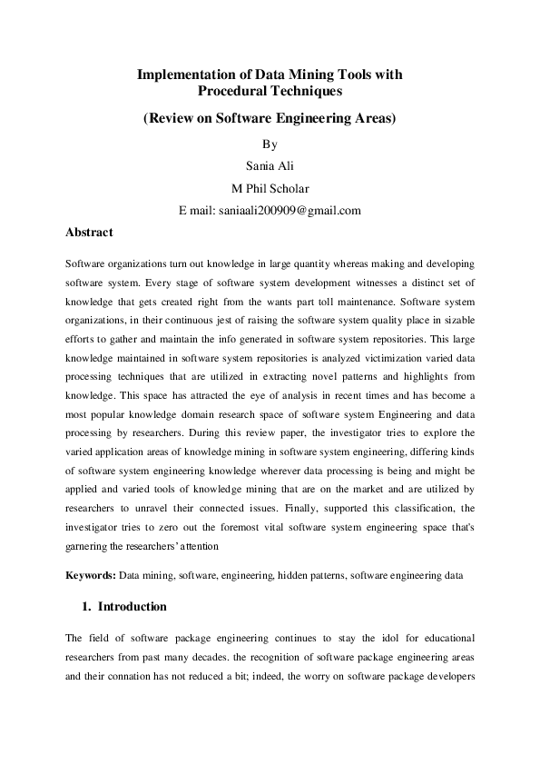 (PDF) Implementation of Data Mining Tools with Procedural Techniques