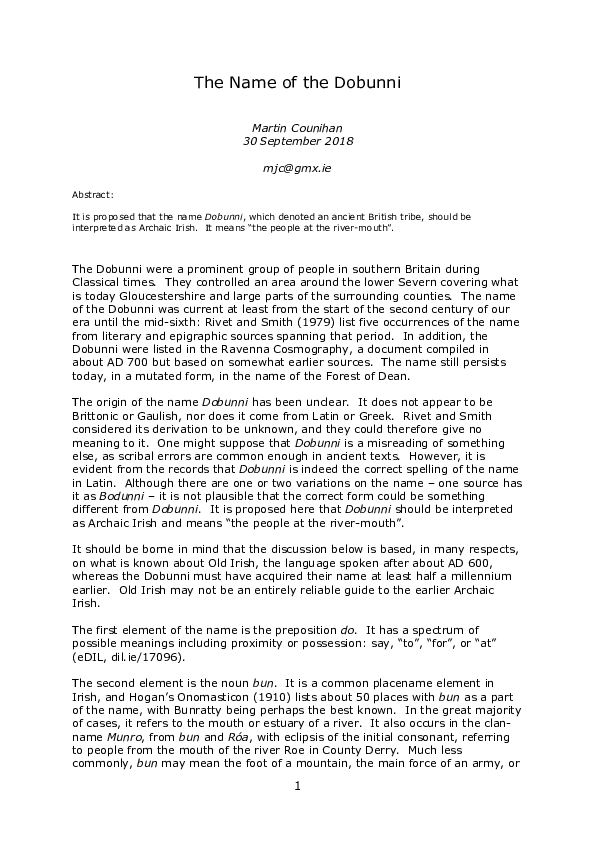 (PDF) The Name of the Dobunni