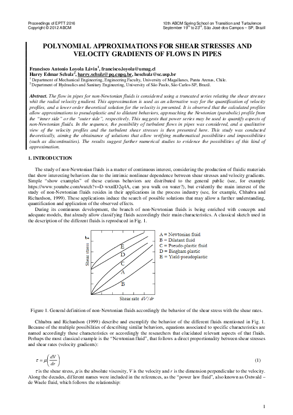 (PDF) Polynomial Approximations for Shear Stresses and Velocity Gradients of Flows in Pipes