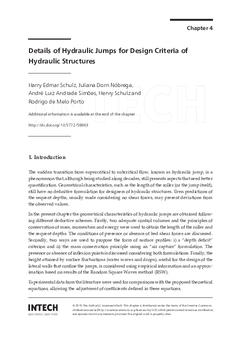 (PDF) Details of Hydraulic Jumps for Design Criteria of Hydraulic ...