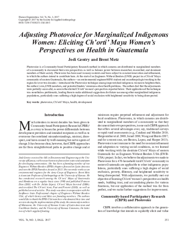(PDF) Adjusting Photovoice for Marginalized Indigenous Women: Eliciting ...