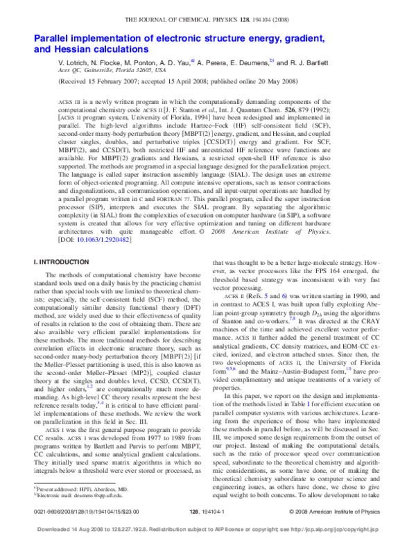 (PDF) Parallel implementation of electronic structure energy, gradient, and Hessian calculations