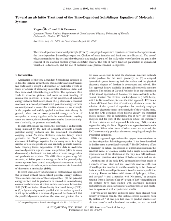 (PDF) Toward an ab Initio Treatment of the Time-Dependent Schr dinger ...