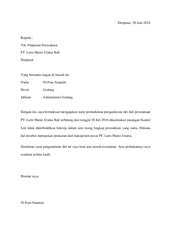 (DOC) SURAT RESIGN