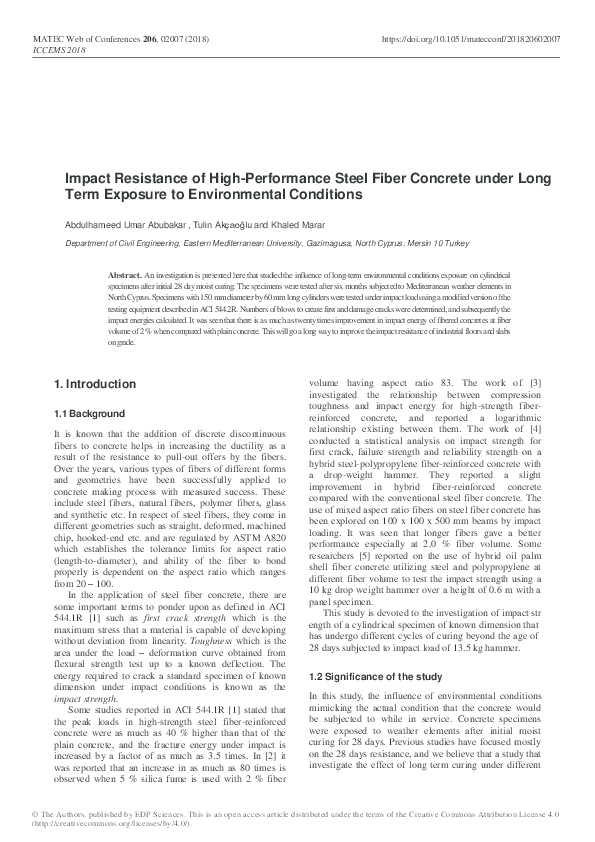 (PDF) Impact Resistance of High-Performance Steel Fiber Concrete under ...