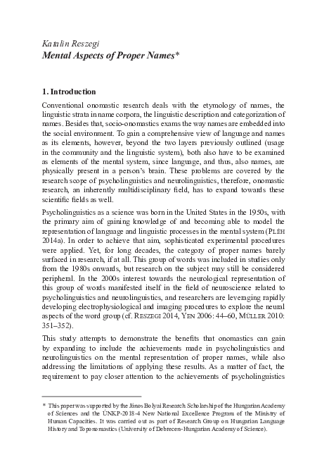 (PDF) Mental aspects of proper names.pdf