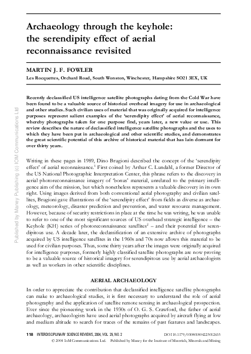 (PDF) Archaeology through the keyhole: the serendipity effect of aerial ...