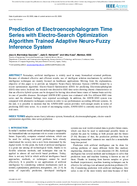 (PDF) Prediction of Electroencephalogram Time Series with Electro-Search Optimization Algorithm ...