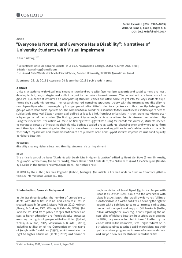 (PDF) “Everyone Is Normal, and Everyone Has a Disability”: Narratives ...
