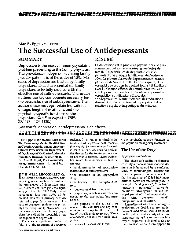 (PDF) The successful use of antidepressants