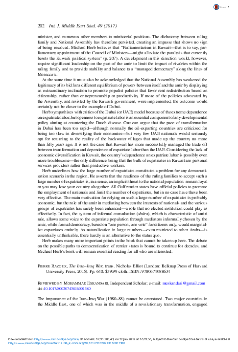 (PDF) Mohammad. Review of Pierre Razoux The Iran Iraq War.pdf