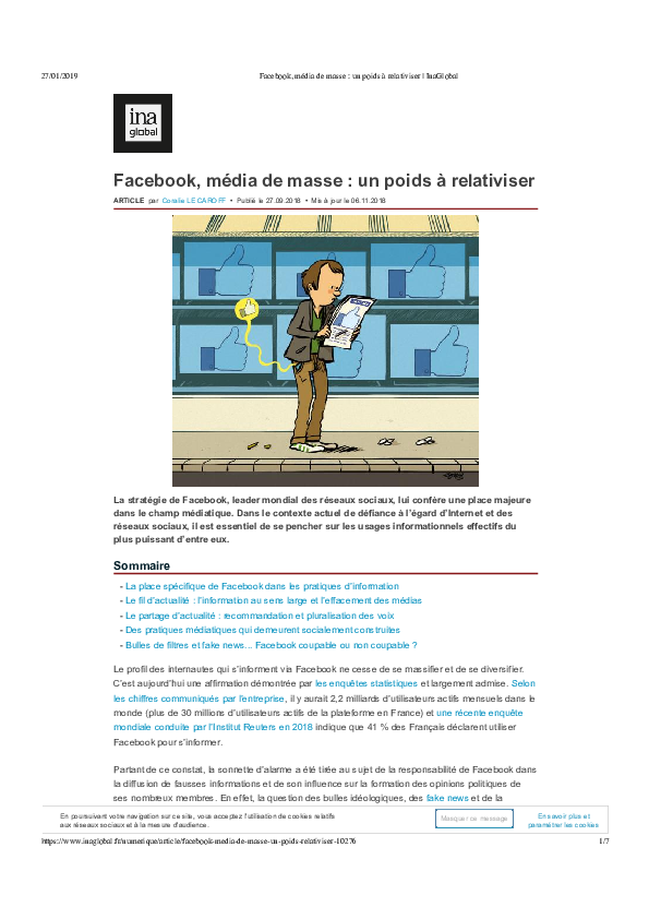 (PDF) Facebook, média de masse - un poids à relativiser