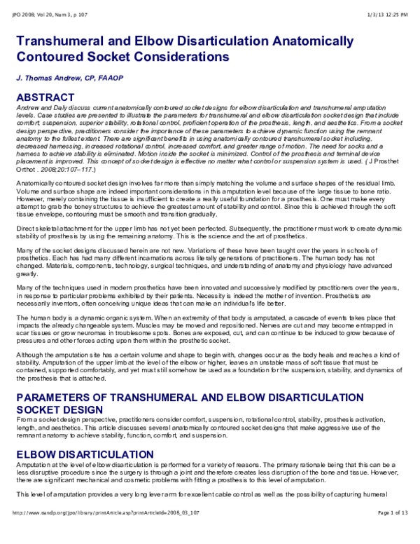 (PDF) JPO 2008; Vol 20, Num 3, p 107; Transhumeral and Elbow ...