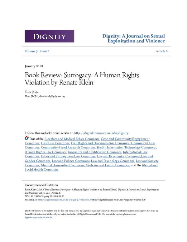 (PDF) Book Review: Surrogacy: A Human Rights Violation by Renate Klein