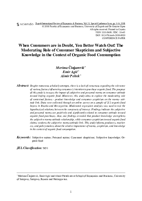 (PDF) When Consumers are in Doubt, You Better Watch Out! The Moderating ...