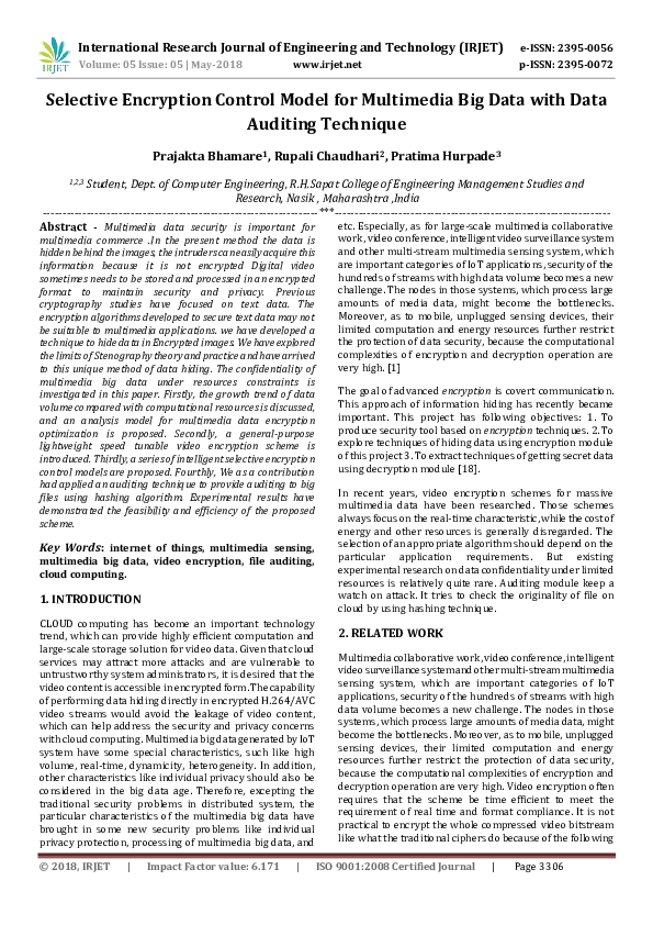 (PDF) IRJET-Selective Encryption Control Model for Multimedia Big Data with Data Auditing Technique