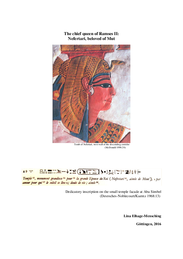 (PDF) The Chief Queen of Ramses II. Nefertari, beloved of Mut (2016)