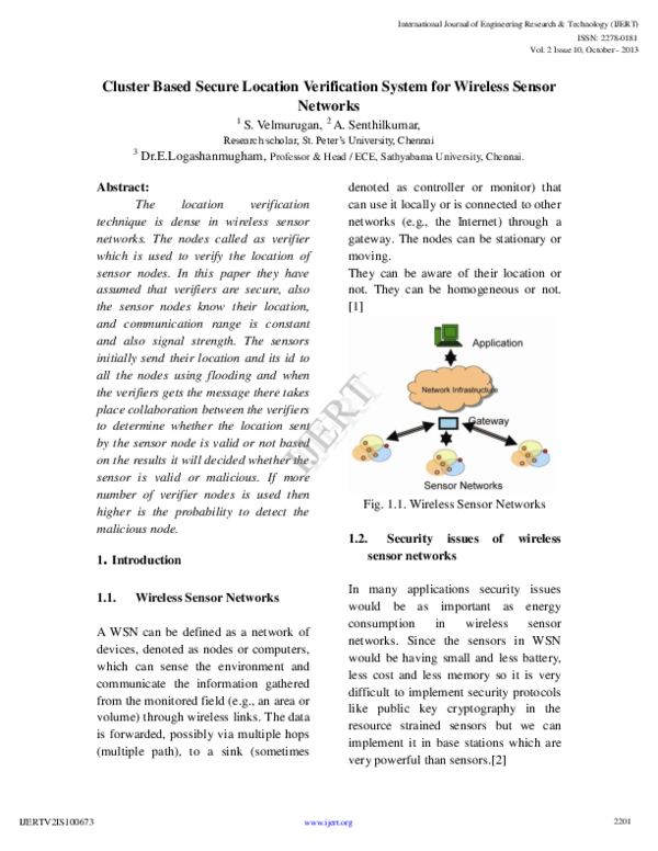 Pdf Cluster Based Secure Location Verification System For Wireless
