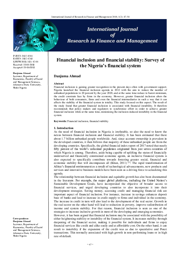 (PDF) Financial inclusion and financial stability Survey of.pdf
