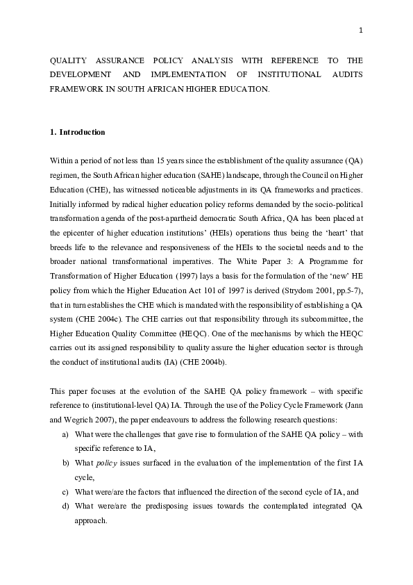 (PDF) QUALITY ASSURANCE POLICY ANALYSIS.pdf