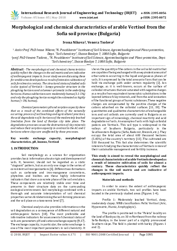 (PDF) IRJET-Morphological and chemical characteristics of arable ...
